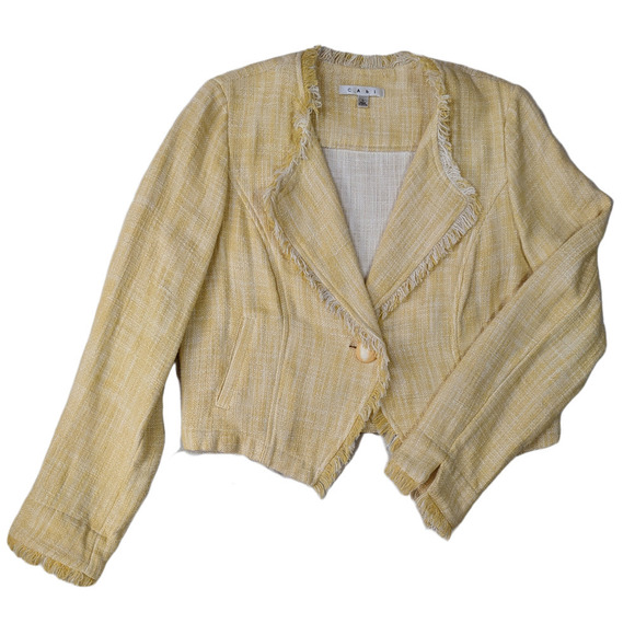 CAbi | Jackets & Coats | Cabi Butter Yellow Tweed Blazer Size L | Poshmark